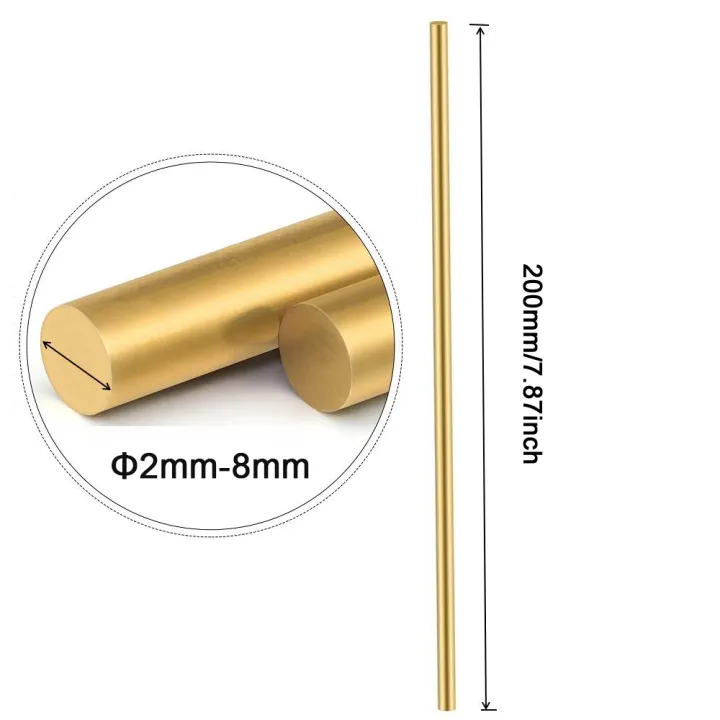 200mm 8inch Solid Brass Rod Diameter 2mm 3mm 4mm 5mm 6mm 8mm DIY ...