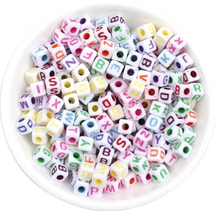 100pcs 200pcs/lot Dia. Mix colours Square Acrylic Beads Letters ...