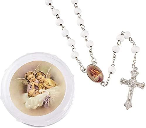 Baptism White Scented Rosary Favor - 12Pcs Baby Baptism Rosaries with ...