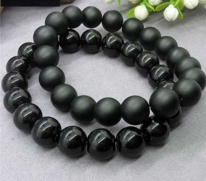 Pack of 2 /Men's Fashion 100 % Very Shiny Black Stylish Big Beads ...