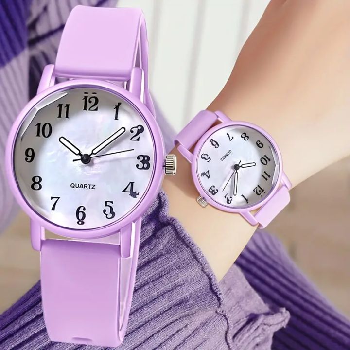 Casual Iridescent Dial Quartz Watch Cute Candy Color Analog Silicone ...