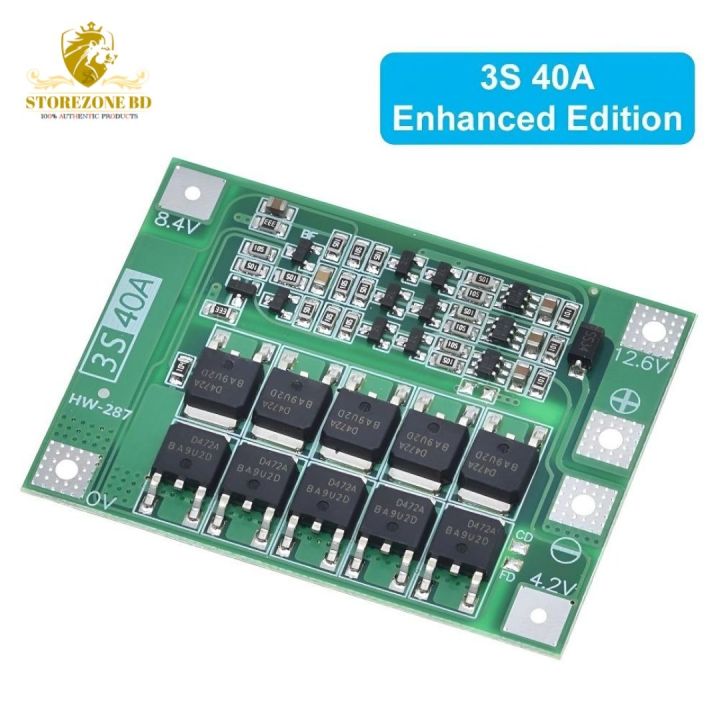3S Bms 12V 40A Li-Ion Lipo Battery 18650 Board Charger Protection ...