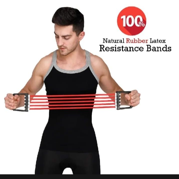 Chest Expander with Adjustable 5 Tube Resistance- Rubber Tube Tension ...