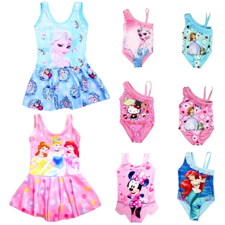 Random 1pcs Baby Girl Swimsuit One Piece Children Swimwear Elsa ...