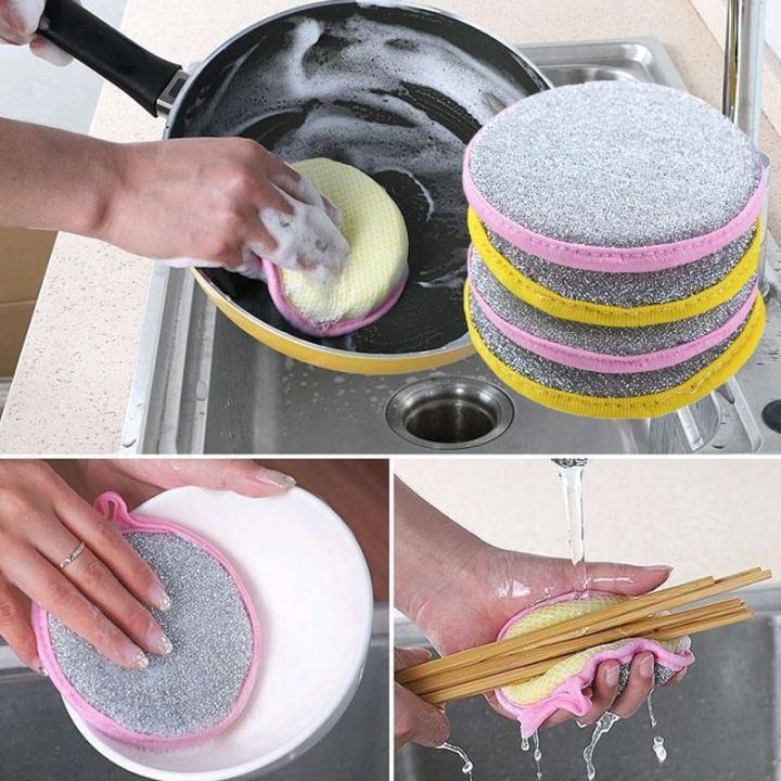 1PCs Double Side Dishwashing Sponge Dish Washing Brush Pan Pot Dish ...