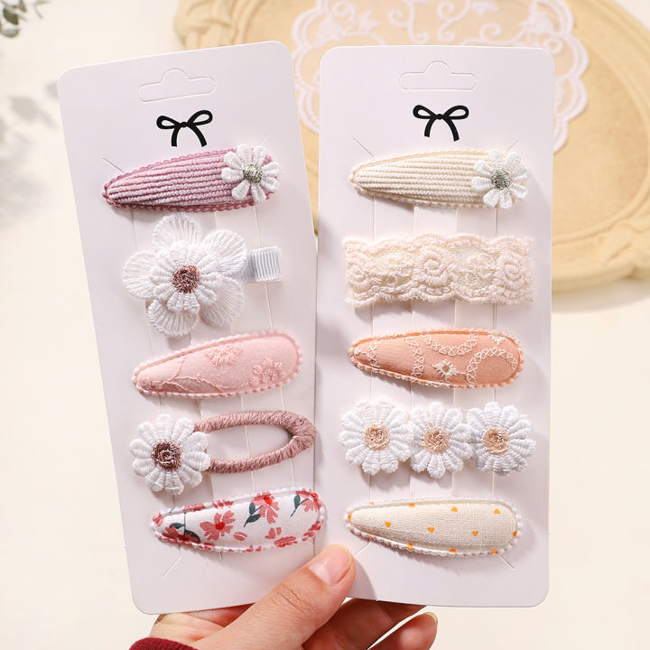 5Pcs/Set Mini Baby Girl Hair Clip Cute Floral Bow Bunny Princess ...