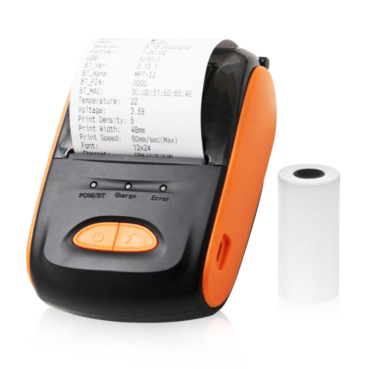 Receipt Printer Portable 58mm Mobile Thermal Printer Wireless BT Mini ...