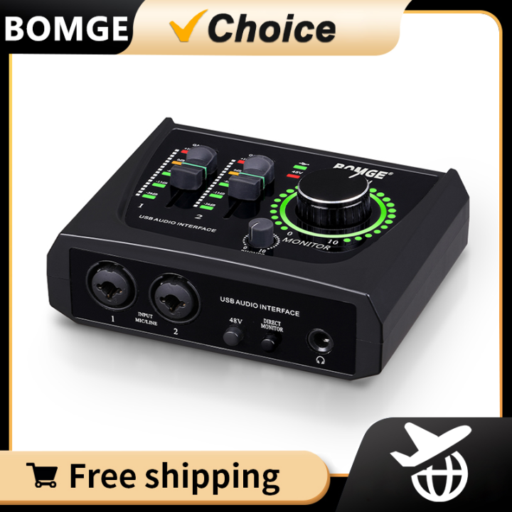 BOMGE mini 2 Channel USB Audio Interface sound card Recording Streaming ...