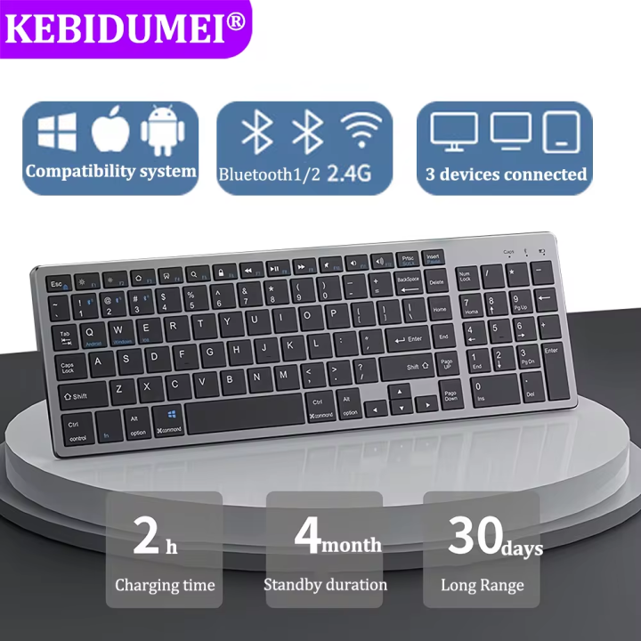 Dual Bluetooth Keyboard 2.4G Wireless Keyboard 102 Keycaps USB C ...
