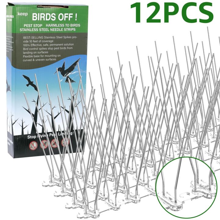 12Pcs Pigeon Spikes Stainless Steel Bird Repeller Set Deterrent Anti ...