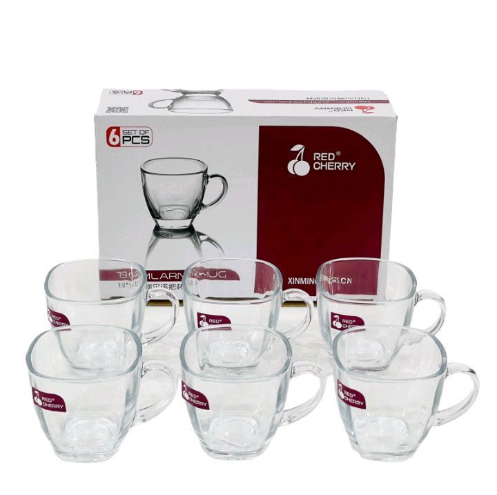 Tea Glass / 6 Pieces / Heavy / 190ml / Red Cherry / Square / Tea cup ...
