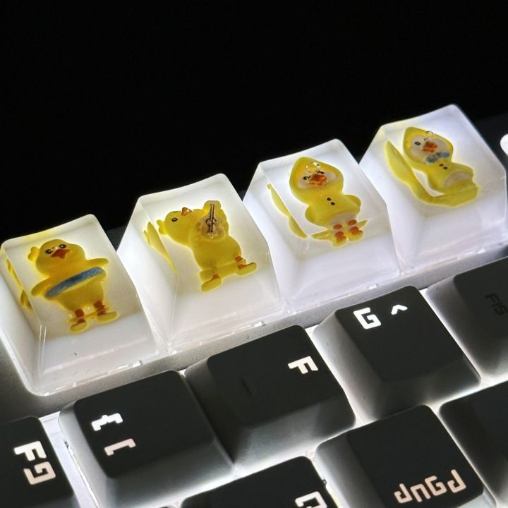 Cute Yellow Duck Personality Transparent Cartoon Mechanical Keyboard ...