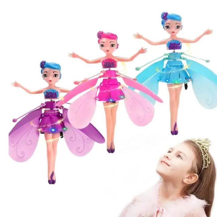 new Creative Princess Doll Flying Toy Induction Aircraft Hand Control ...