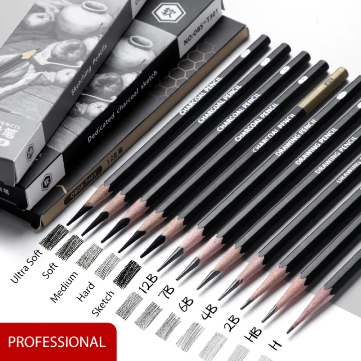 Professional 2H HB B 2B 3B 4B 6B 8B 12B 14B Sketch Drawing Graphite ...