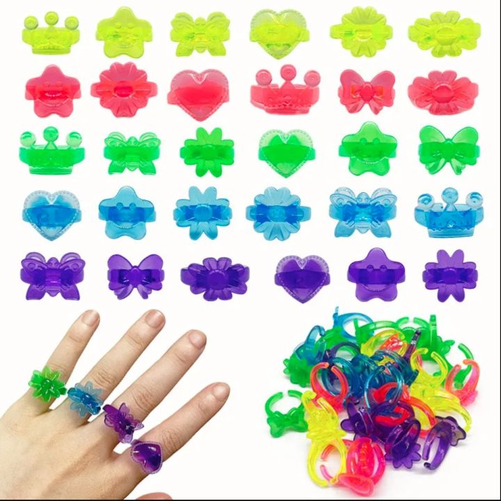 Colorful Plastic Cute Rings Flower Pink Green Blue Kids Gifts for ...