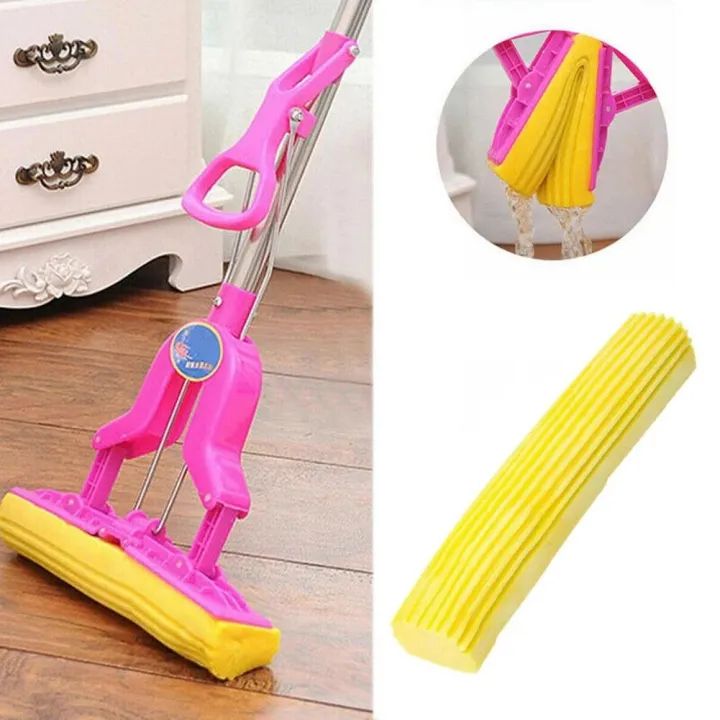 Sponge Mop Floor Cleaning Adjustable Magic Mop Stainless Steel Handle ...