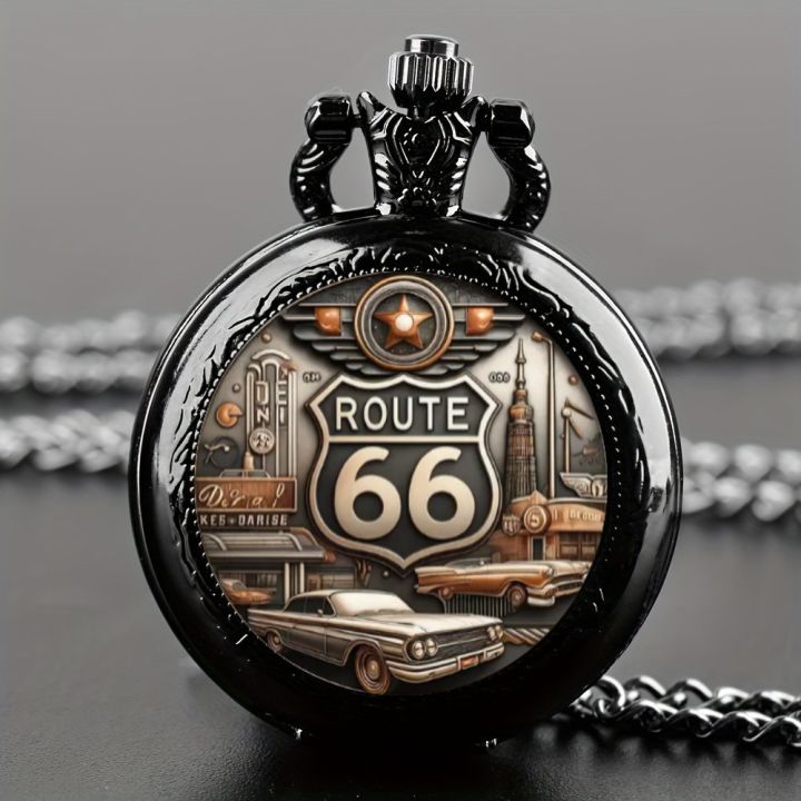 Antique Exquisite Route 66 American The Mother Road Pocket Watch Design ...