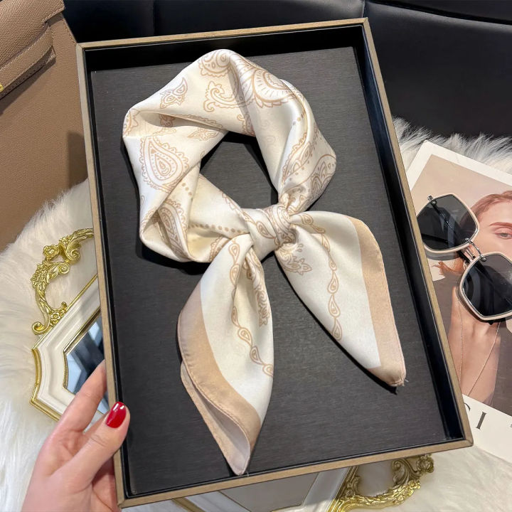 2025 New Fashion 70X70cm Women's Scarf Silk Paisley Print Scarf Square ...