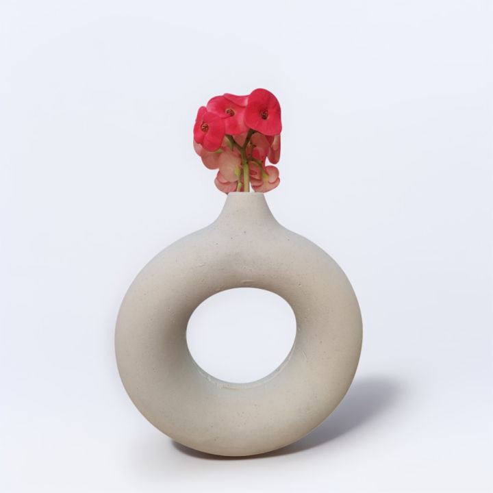 Nordic Round Hollow Donut Vase Dry Flowers Pot Arts Decoration for ...