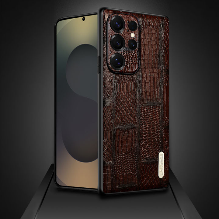 LANGSIDI Genuine Leather Retro Phone Case For Samsung Galaxy S 25 S25 ...