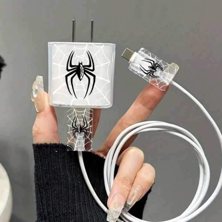 3-Piece set Charger Spider Case For Apple IPhone 18W 20W Transparent ...