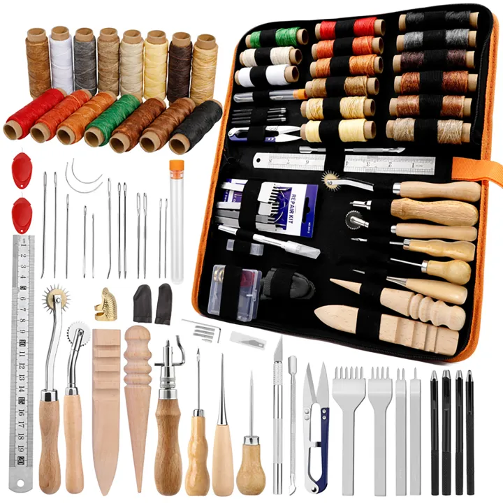 KRABALL Leather Working Stitching Tools Sewing Kit with Waxed Thread ...