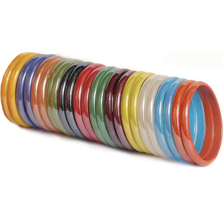 Get 24,12,6Pcs Rainbow Glass Bangles, Set of 24,12,6 Multi Color ...