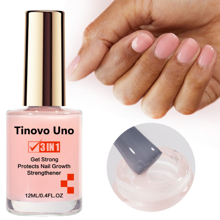 Tinovo Uno 3 IN 1 Nail Growth Strengthener Pink Normal Nail Polish Fast ...