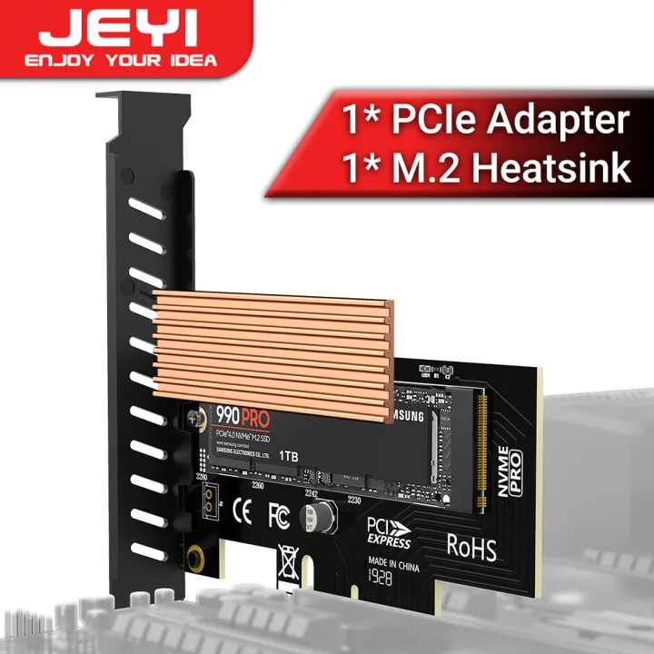 JEYI M.2 NVME to PCIe Adapter Card With SSD Heatsink, 64Gbps ssd PCIe 4.0 X4 Expansion Card for ...