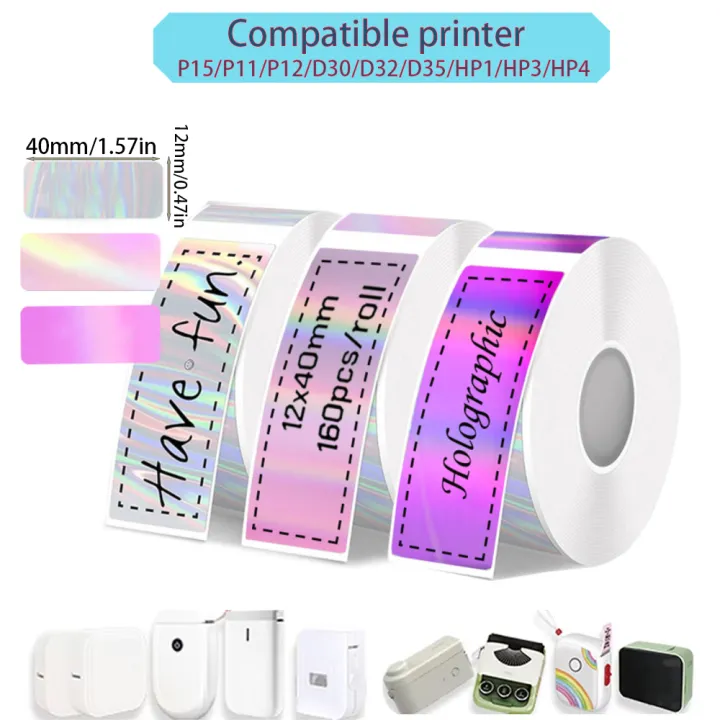 Compatible P15 P12 P11 D30 Q30S Label Maker Thermal Printer Paper 12mm ...