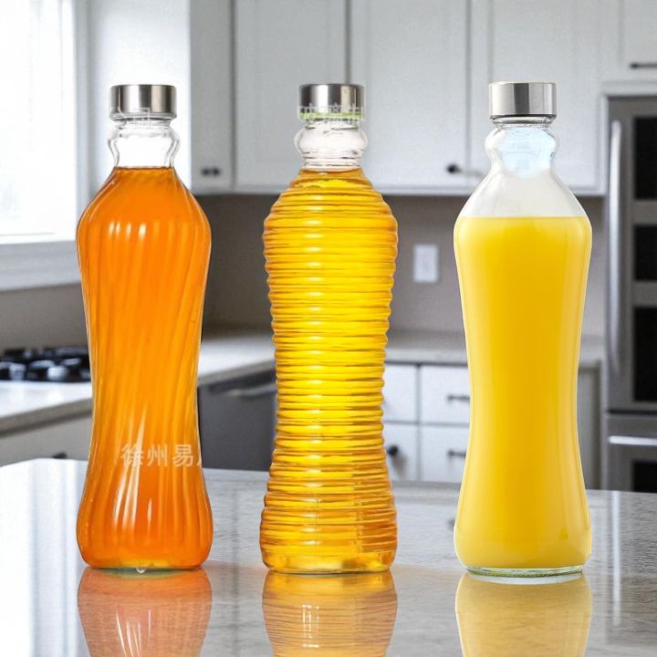 1000ml Glass Water Bottle – 3 Elegant Designs: Line, Plain & Ring ...