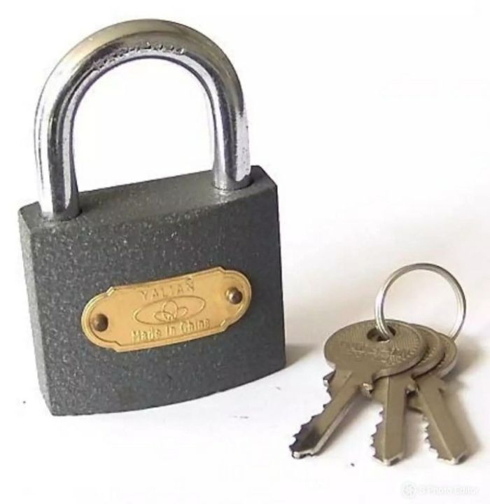 black lock with 3 keys door lock tricycle lock security lock | Daraz.pk