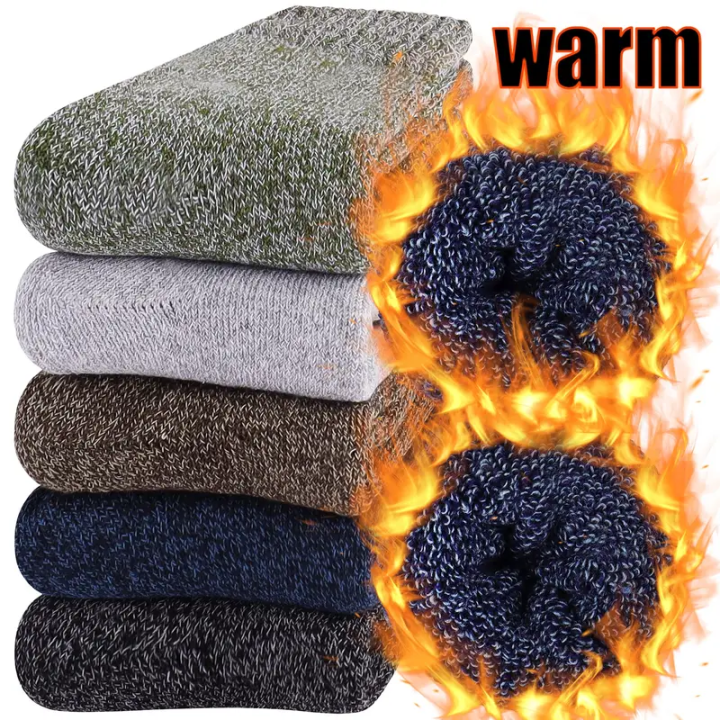 5 Pairs Thermal Wool Socks For Men Women, Men's Warm Socks Multi Pack ...
