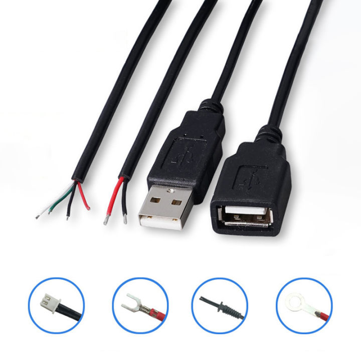 0.3m/1m/2m Power Supply Cable 2 Pin USB 2.0 A Female Male 4 Pin Wire ...
