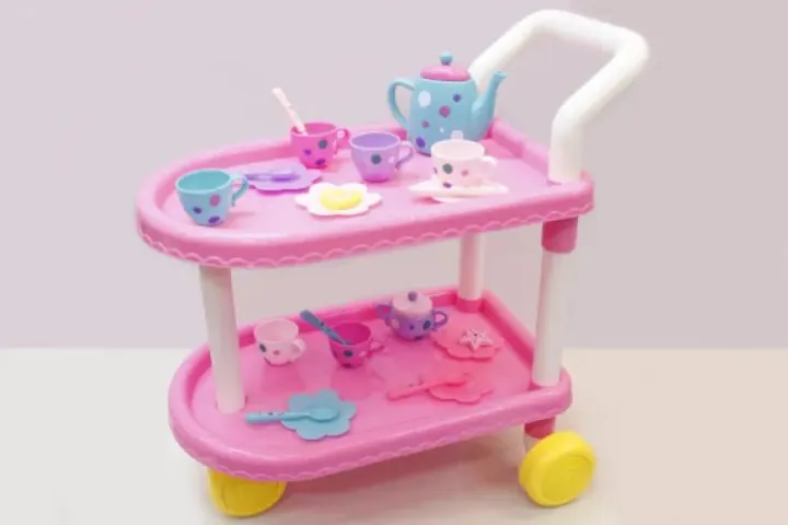 46 Piece's Afternoon Tea Time Trolley Cart Pretend Play Set Tea Party ...
