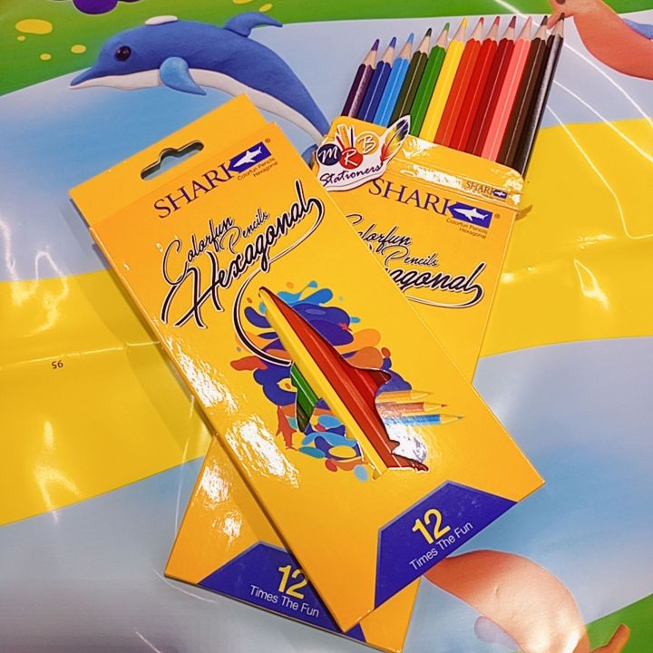 Shark Hexagonal Color Pencils 12 Piece | Daraz.pk
