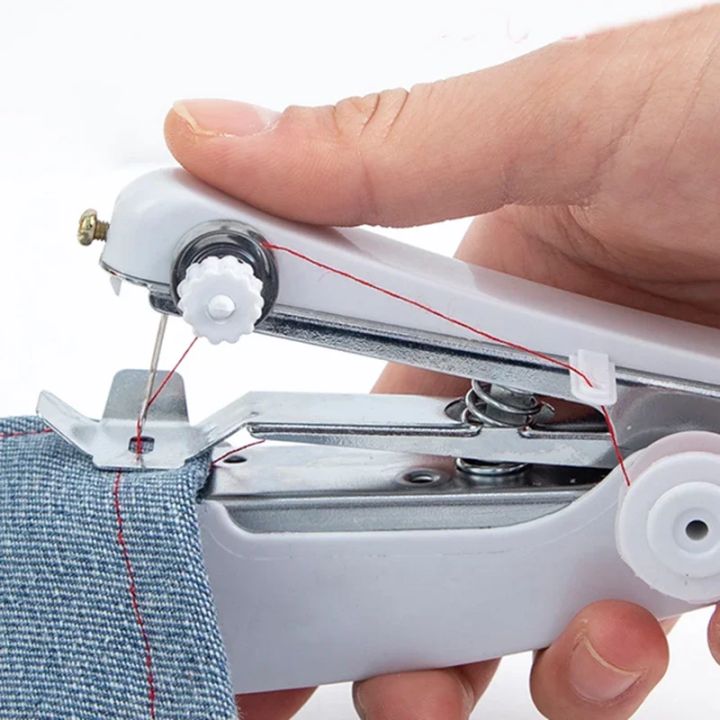 Mini Sewing Machine Manual Handy Needlework Tailor Handheld Cordless ...