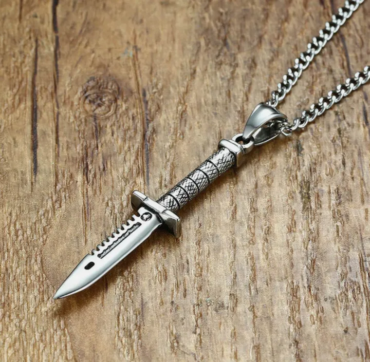 Vintage Silver Sword Pendant With Chain - Unisex Men Women Friendship ...