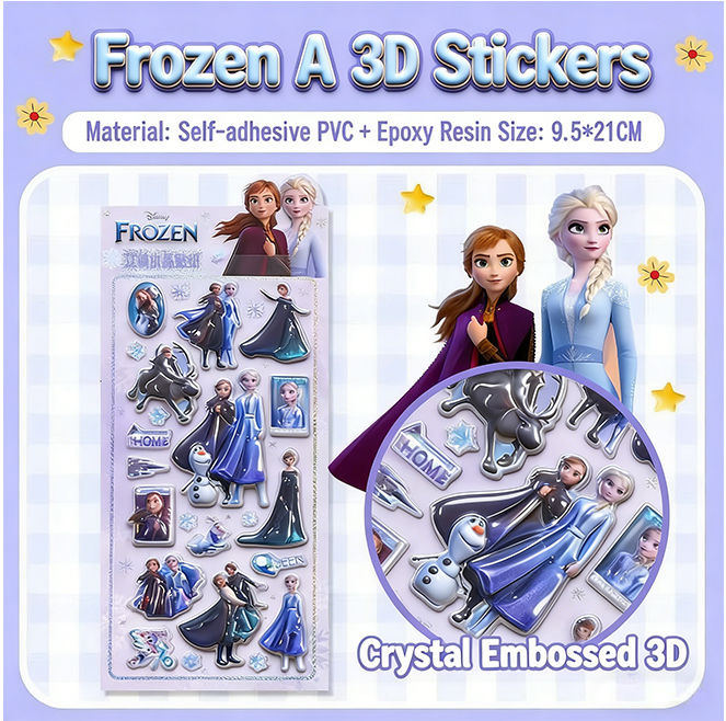 New Cute Anime Disney Stitch Frozen 3d Relief Crystal Sticker ...