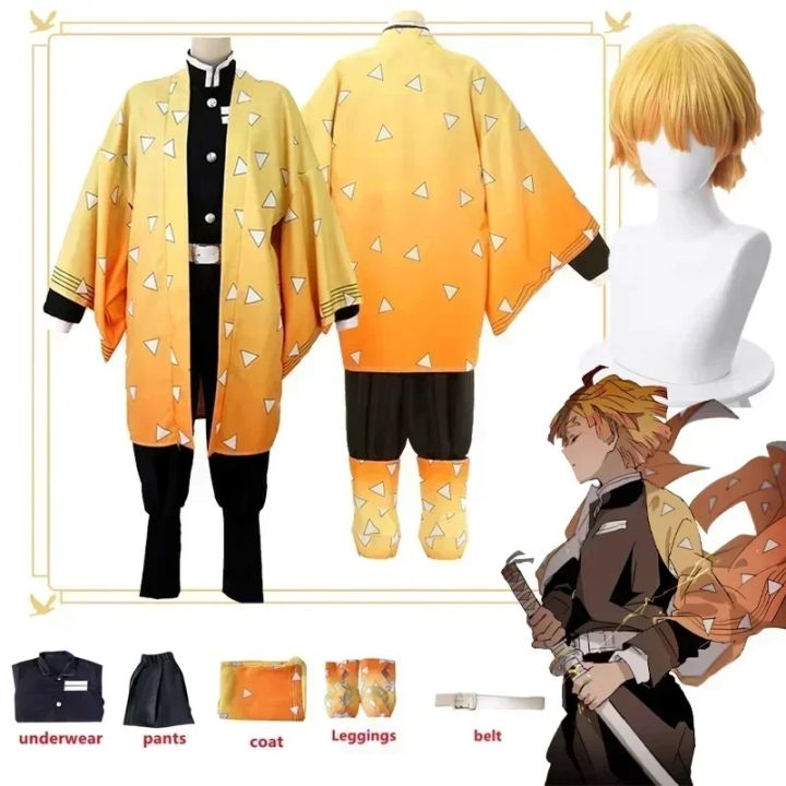 New Anime Demon Slayer Kimetsu no Yaiba Agatsuma Zenitsu Costume ...