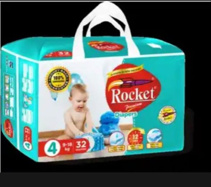 Rocket premium Diaper large size 32 piece 9-18 kg | Daraz.pk