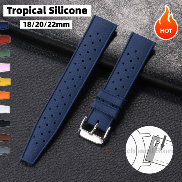 Premium Tropical Silicone Watch Band Quick Release 18mm 20mm 22mm ...