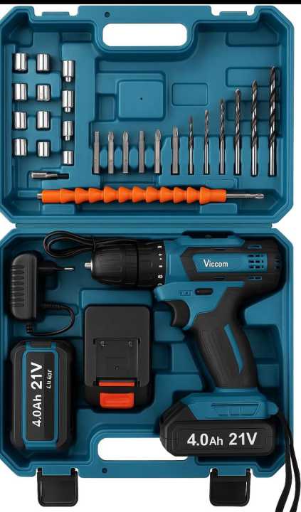 21V Cordless Rechargeable Drill Machine Kit – 4.0Ah Battery ...