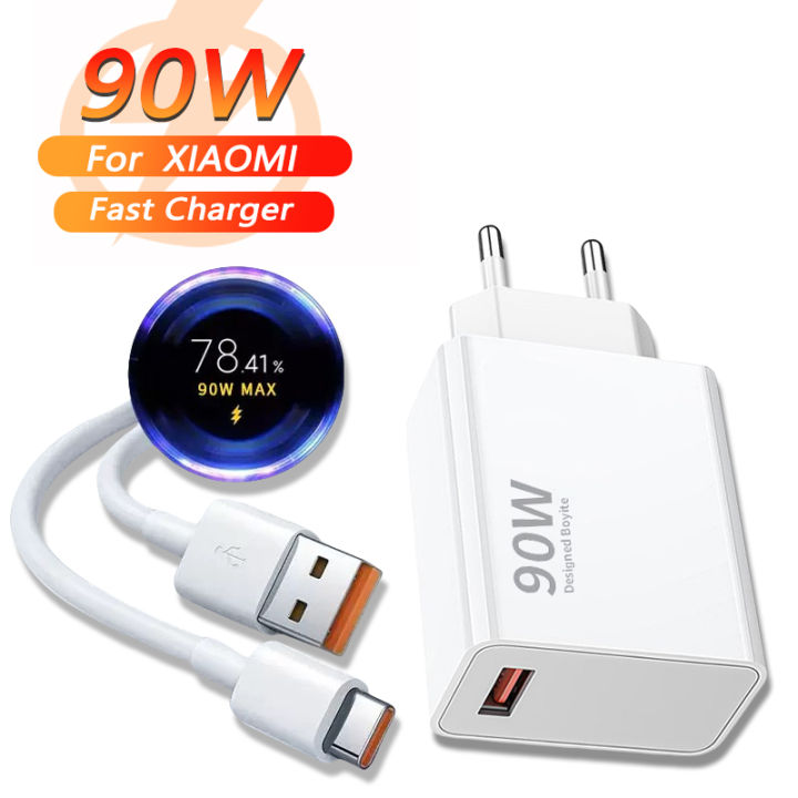 90W USB Fast Charger for Xiaomi 15 14 13 12 11 10 Ultra Redmi Note 12T ...