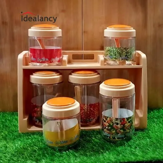 Masala box spice rack set 6 jars, masala jar wall mounted, masala box ...