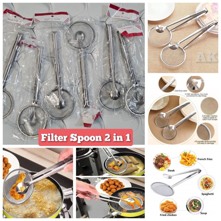 Small Multi functional 2 in 1 Fry Spoon Strainer | Daraz.lk