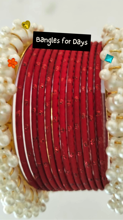 1 Set of stylish and elegant Gajra Bangles with 12 Elegant Pink, green ...