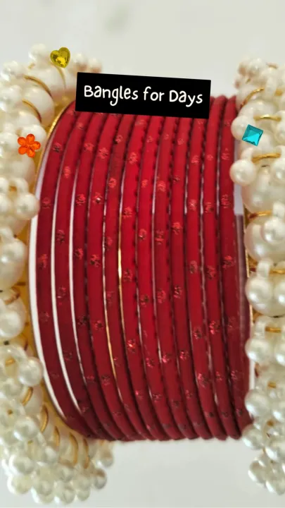 1 Set of stylish and elegant Gajra Bangles with 12 Elegant Pink, green ...