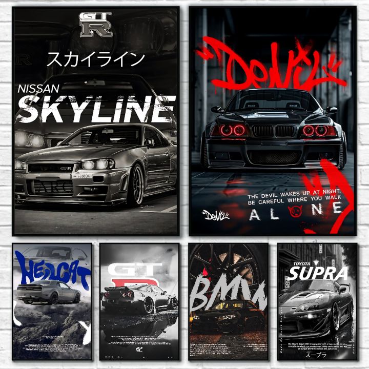 1PC Cool Supercar Car Poster Self-adhesive Art Waterproof Paper Sticker ...
