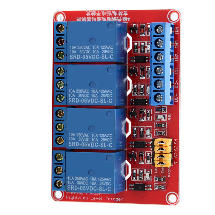 4 Channel Optocoupler Relay Module Board High & Low Trigger Relay ...